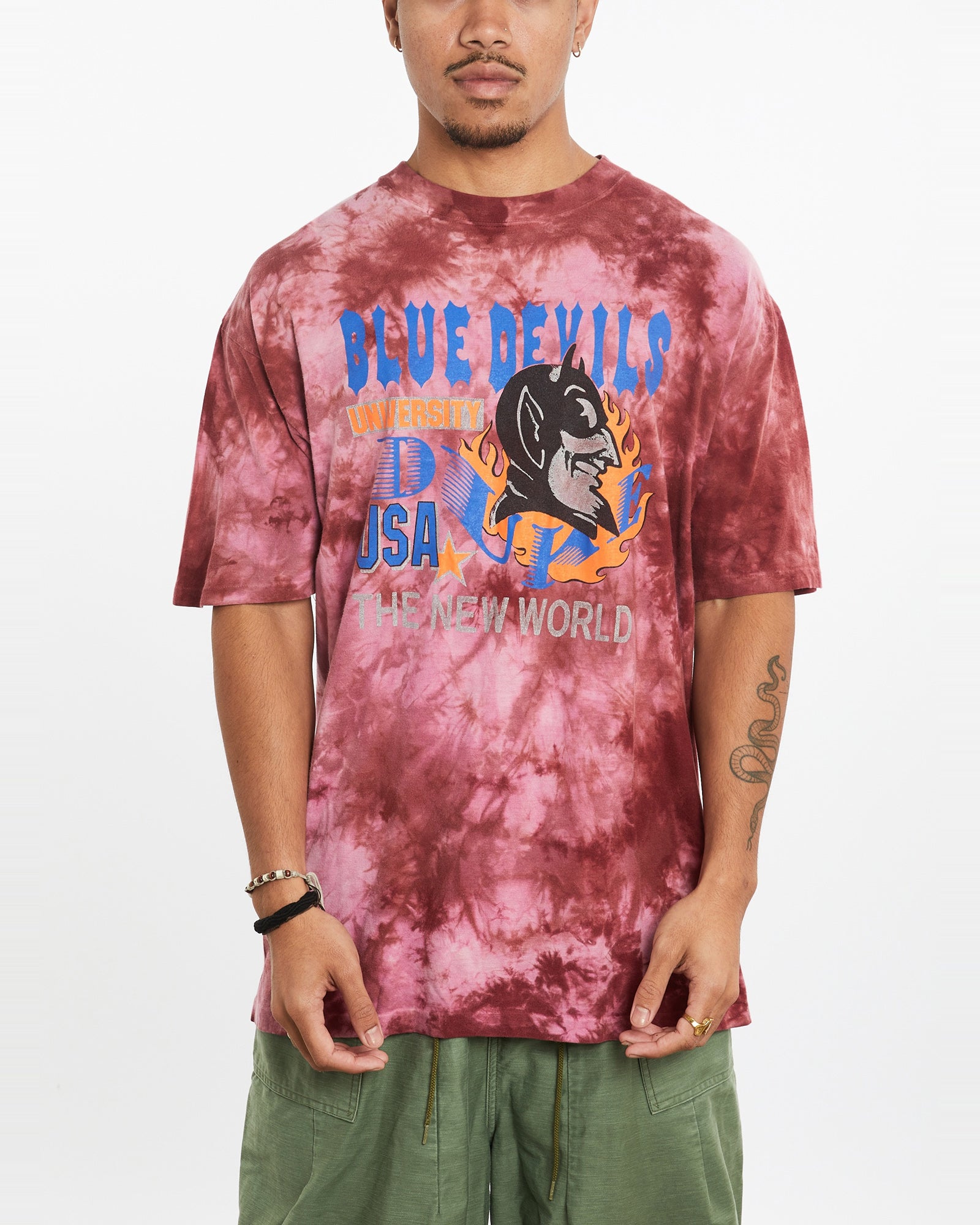 Vintage 90s NCAA Duke Blue Devils Tie Dye Tee XL