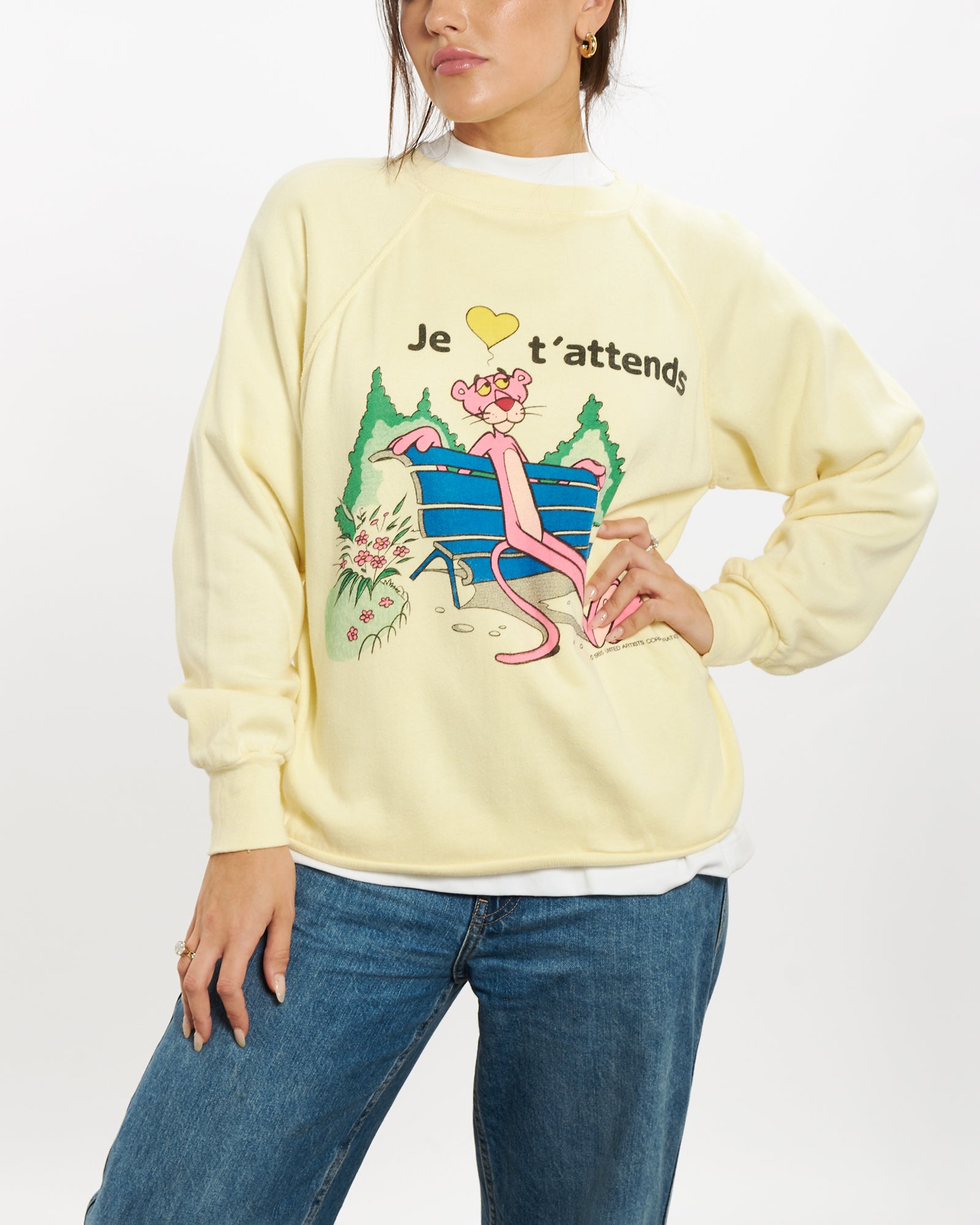 Vintage 1985 Pink Panther "I'm waiting for you" Sweatshirt S