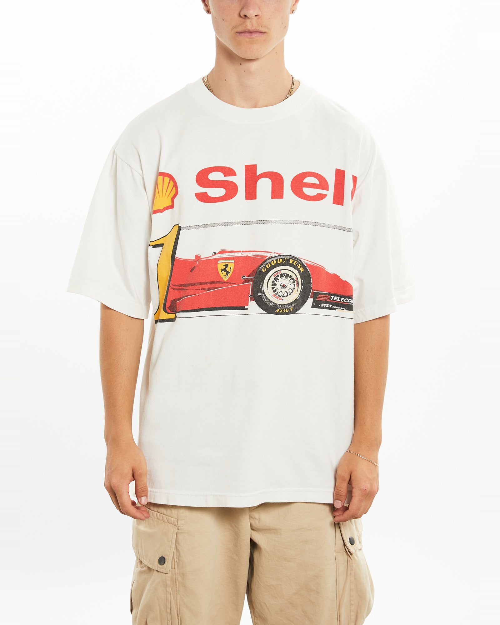 Vintage 90s Ferrari x Shell F1 Racing Tee L